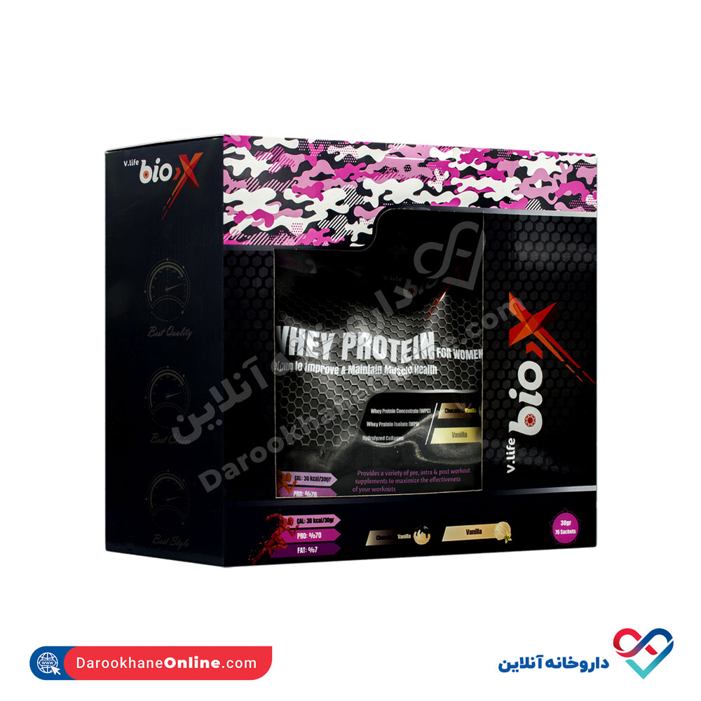 پک ساشه وی پروتئین مخصوص بانوان+شیکر بایوکس| داروخانه آنلاین